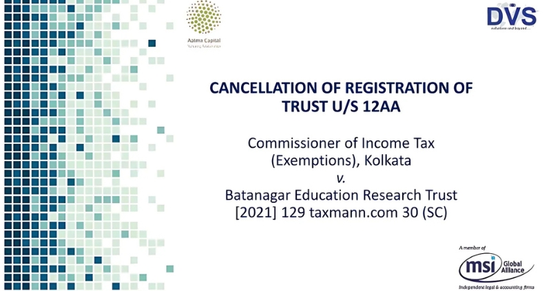 Cancellation of Registration of Trust U/S 12AA